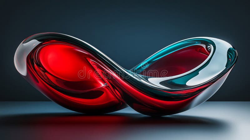 Abstract Infinity Symbol Red and Blue Glass Sculpture Stock ...