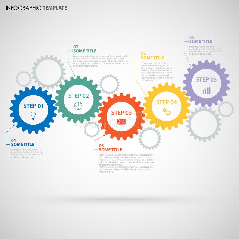 Abstract Info Graphic with Design Flat Gear Wheels Template Stock ...