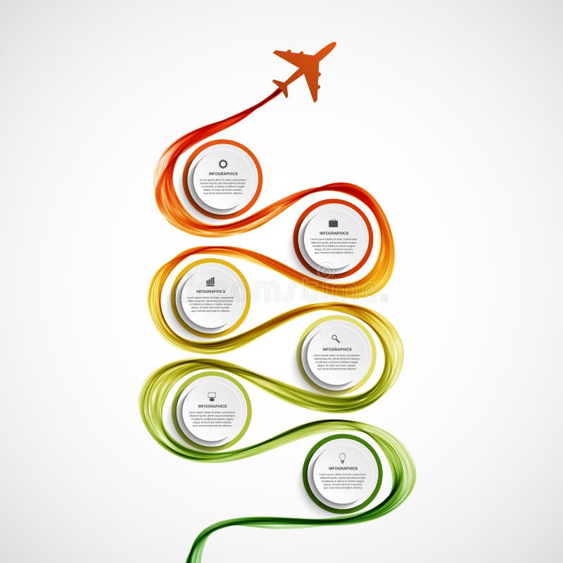 Abstract Infographic Airplane and Wave a Colored Smoke. Stock Vector ...