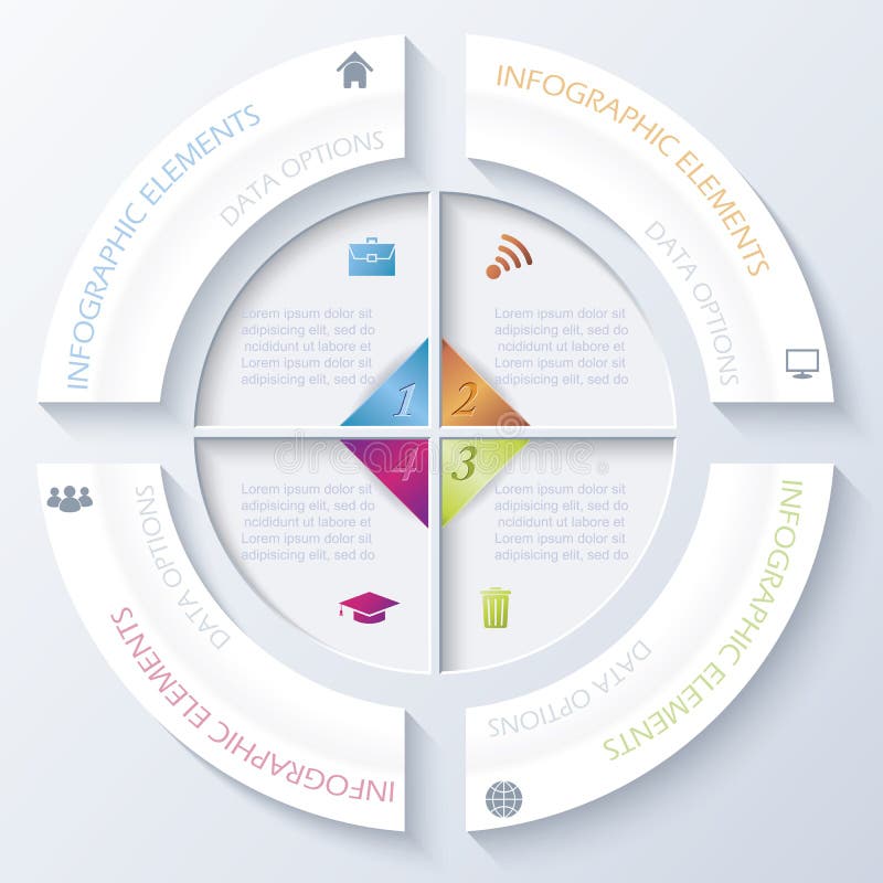 Circle, Round Divided in Four Parts Arrows. Template, Scheme, Diagram ...