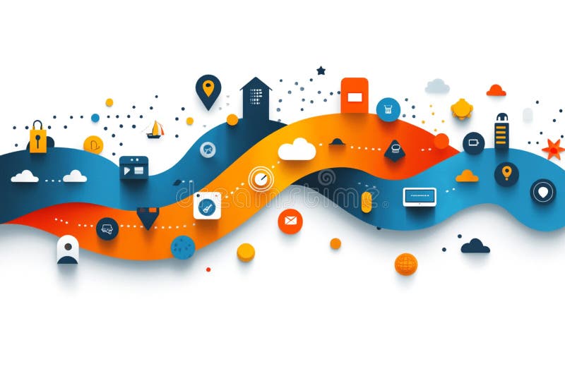 Abstract Infographic Design with Colorful Flowing Waves and Various ...