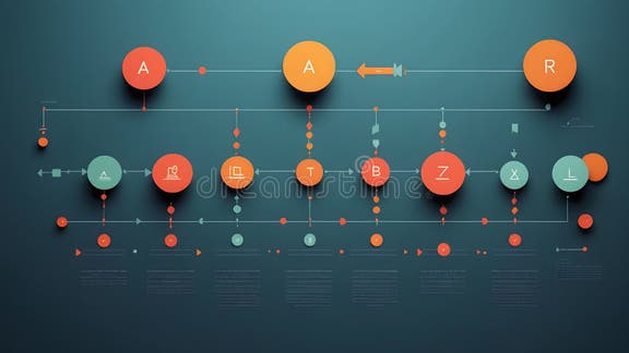 Abstract Infographic Showing a Flowchart with Colorful Nodes and Arrows ...