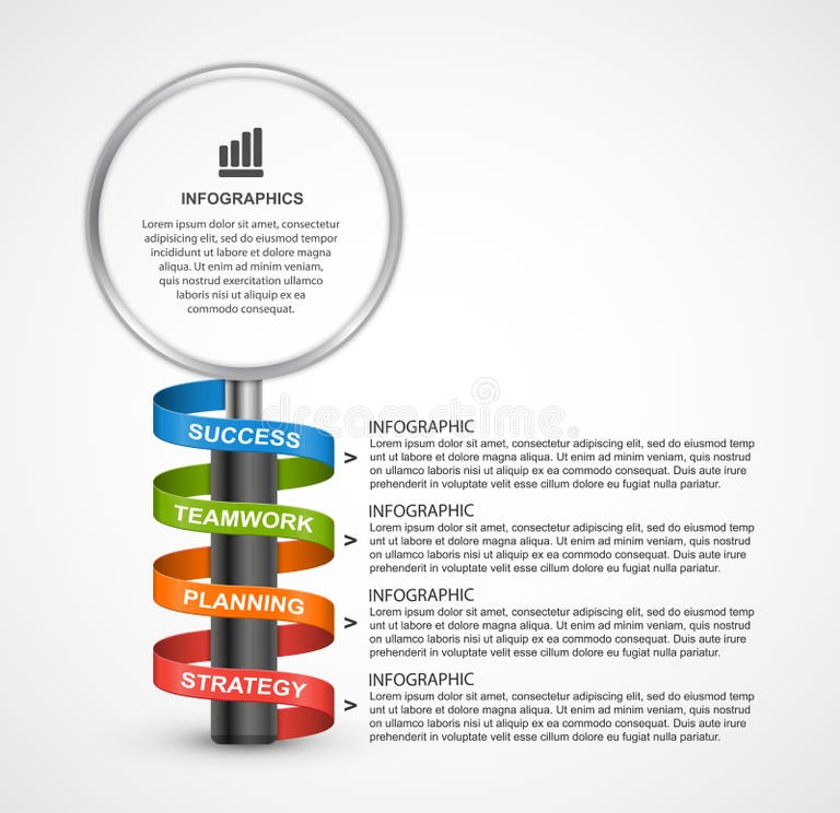 Abstract Infographics Design Template with Magnifier. Stock Vector ...