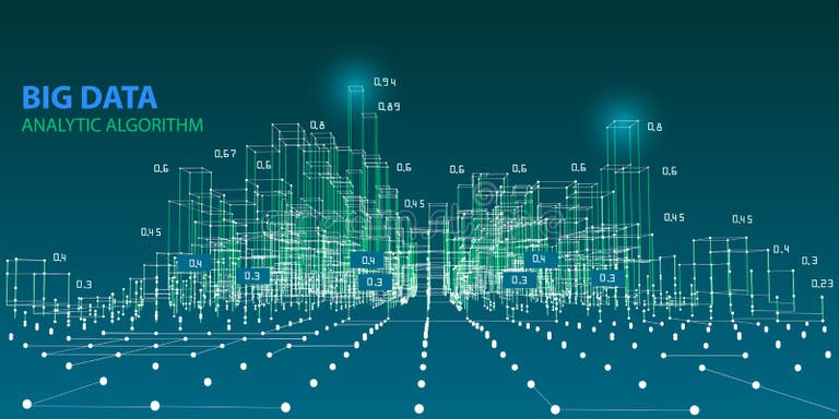 Abstract Infographics with Grid Mesh and Data on Blue Background. 3d ...