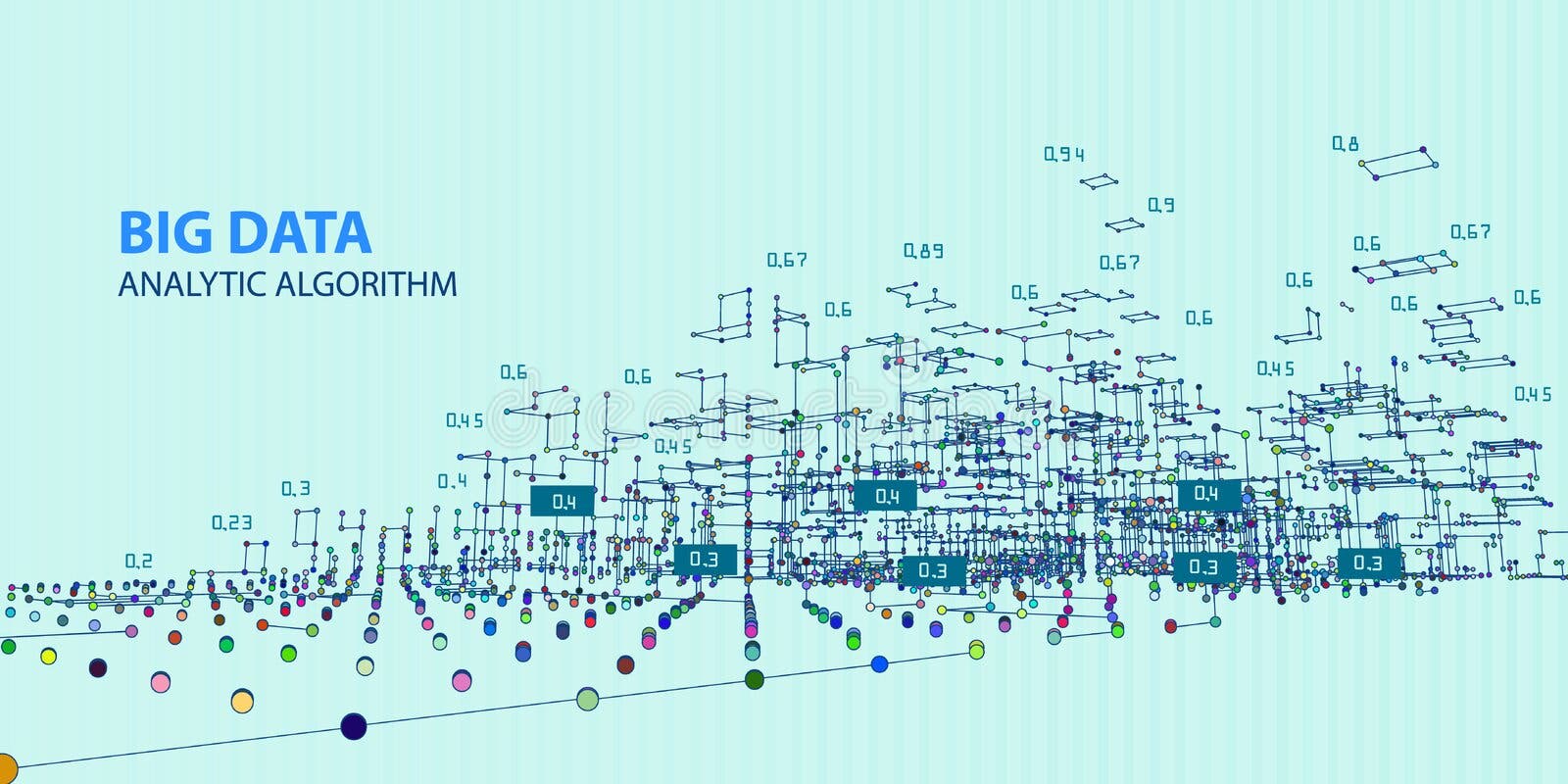 Abstract Infographics Background with Grid Mesh and Data on Blue. 3d Grid Data Chart Algorithm ...