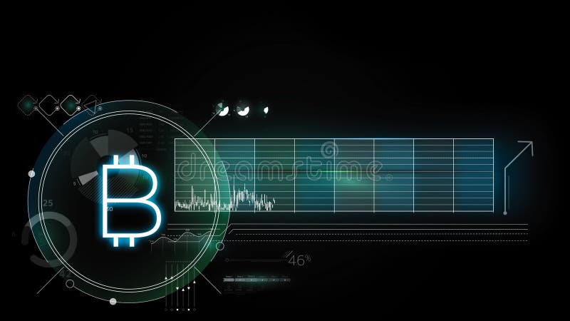 Infographics about Bitcoin and Crypto Assets on a Virtual Panel. Stock ...