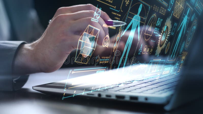 Medical Research in Infographics with DNA Decoding. Stock Video - Video ...