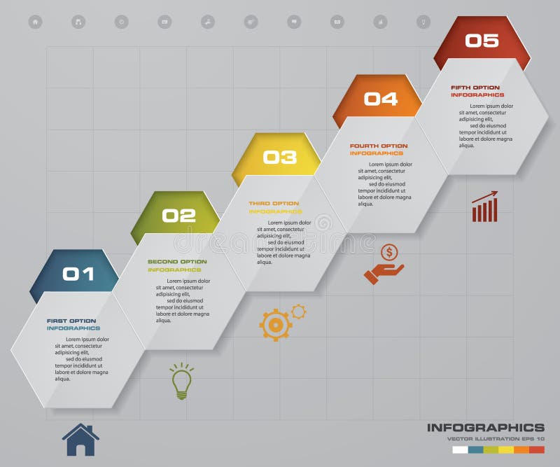 Abstract Infographics 5 Steps Banner Design Elements. 5 Step Layout ...