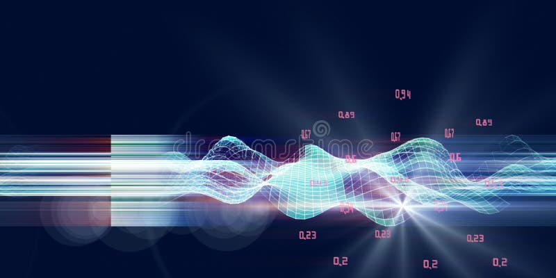 Abstract Infographics With Grid Mesh And Data On Blue Background 3d Grid Data Chart Algorithm