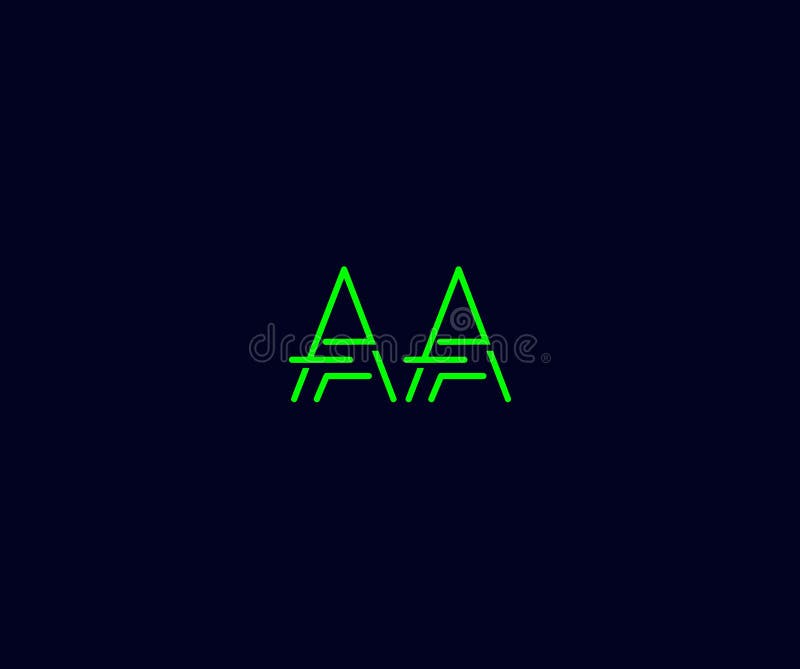 Abstract Initial AA Letter with Flat Linear Neon Style Retro Logotype ...