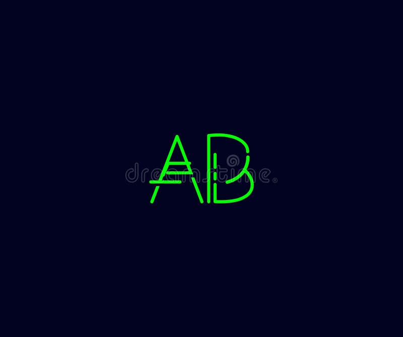 Abstract Initial AB Letter with Flat Linear Neon Style Retro Logotype ...