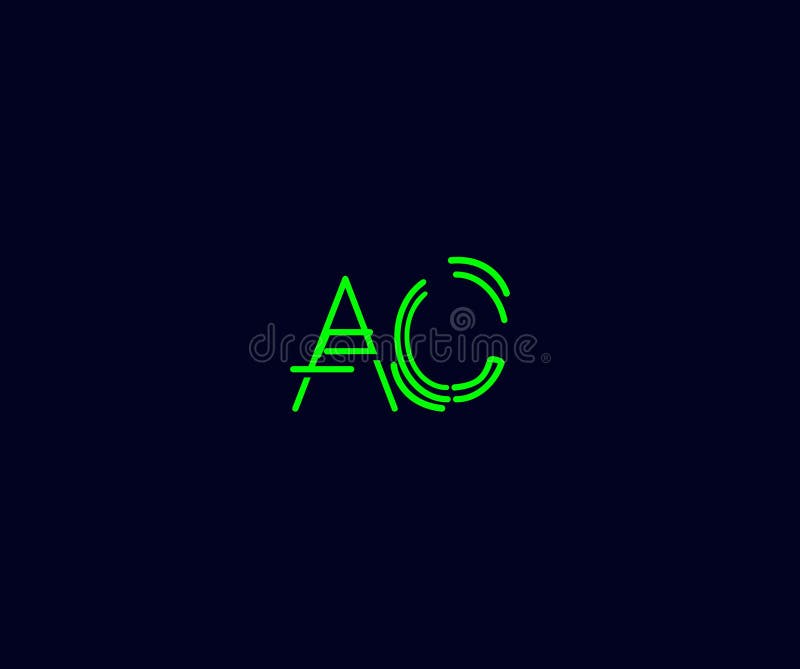 Abstract Initial AC Letter with Flat Linear Neon Style Retro Stock ...