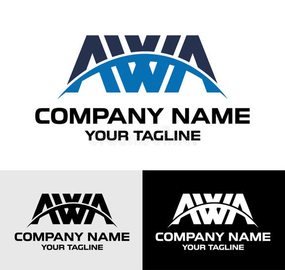 Abstract Initial AWA Letter with Swoosh Vector Logo Design Template ...