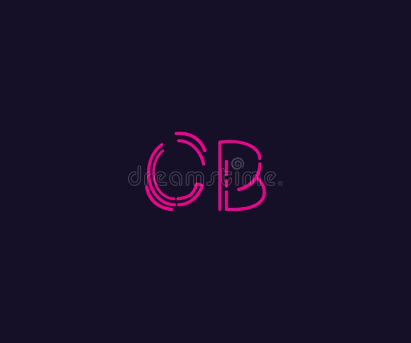 Abstract Initial CB Letter with Flat Linear Neon Style Retro Stock ...