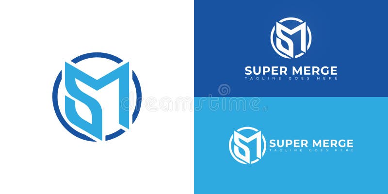 Abstract Initial Circle Letters SM or MS Logo in Blue Color Isolated on ...