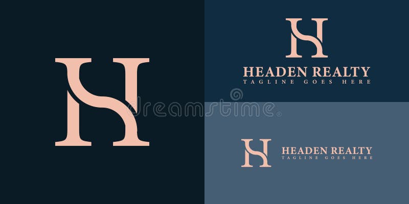 Abstract Initial Creative Design Outline Letters HR or RH Shape in Soft ...