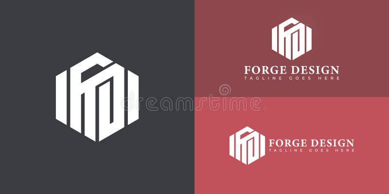 Abstract Initial Hexagon Letter FD or DF Logo in White Color Isolated ...