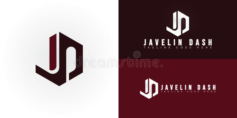 Abstract Initial Hexagon Letters JD or DJ Logo in Deep Red Color ...