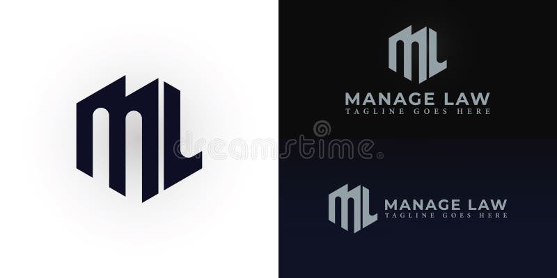 Abstract Initial Hexagon Letters ML or LM Logo in Deep Blue Color ...