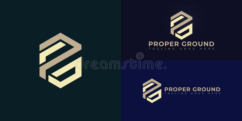 Abstract Initial Hexagon Letters PG or GP Logo in Gold Color Isolated ...