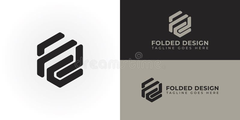 Abstract Initial Letter FD or DF Logo in Black Color Isolated in ...