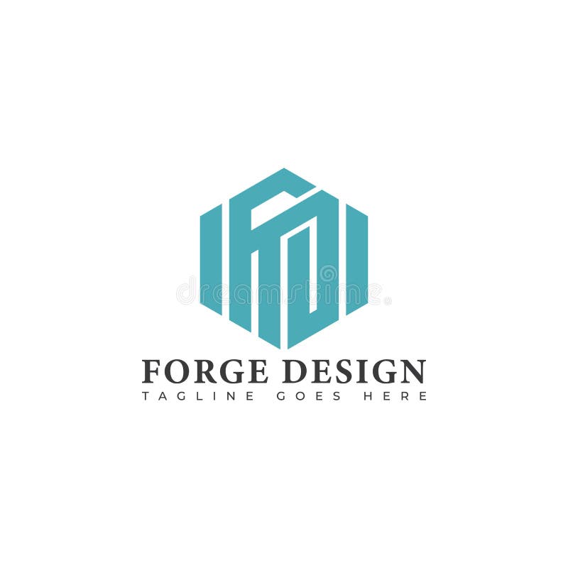 Abstract Initial Letter FD or DF Logo in Blue Color Isolated in White ...