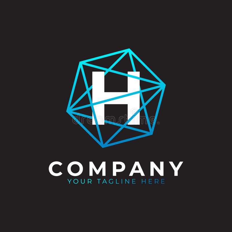 Abstract Initial Letter H Inside Linked Polygon Connect Network Logo ...