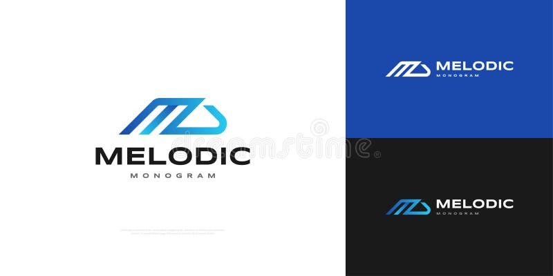 Abstract Initial Letter M and D Logo Design in Modern Blue Style. MD ...