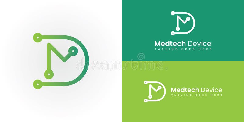 Abstract Initial Letter MD or DM Logo in Gradient Green Color Presented ...