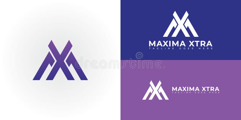 Abstract Initial Letter MX or XM Logo in Gradient Blue-purple Colors ...