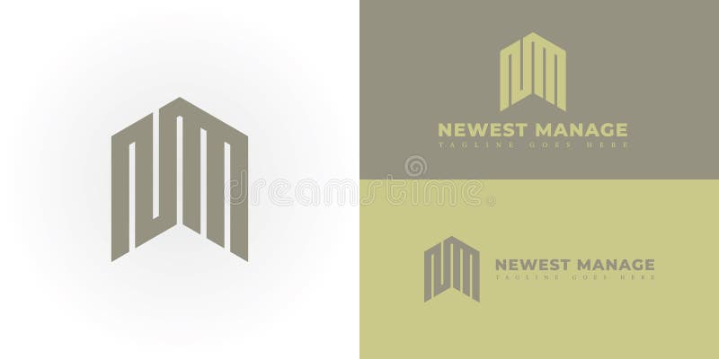 Abstract Initial Letter NM or MN Logo in Yellow Isolated in White ...