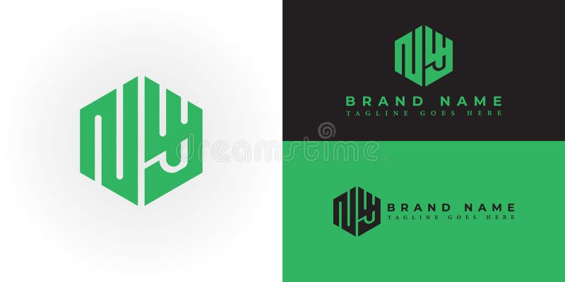 Abstract Initial Letter NY or YN Logo in Hexagon Shape Green Color ... Abstract Initial Letter NY or YN Logo in Hexagon Shape Green Color ...