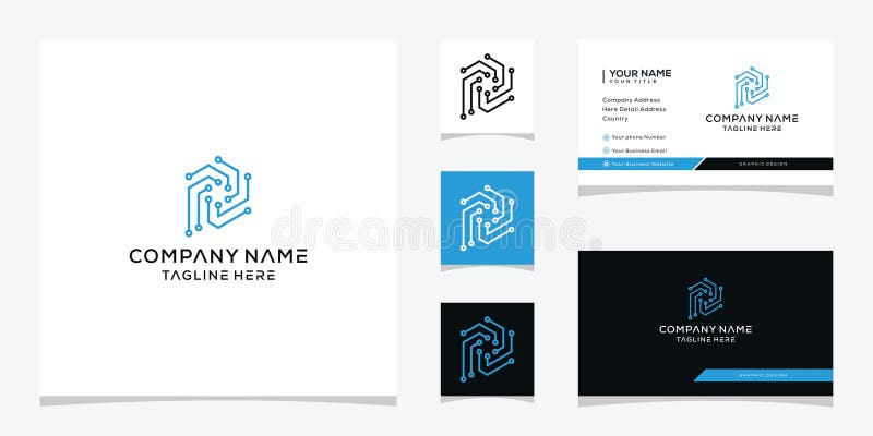 Abstract Letter P Digital Connection Technology Logo Design, Business ...