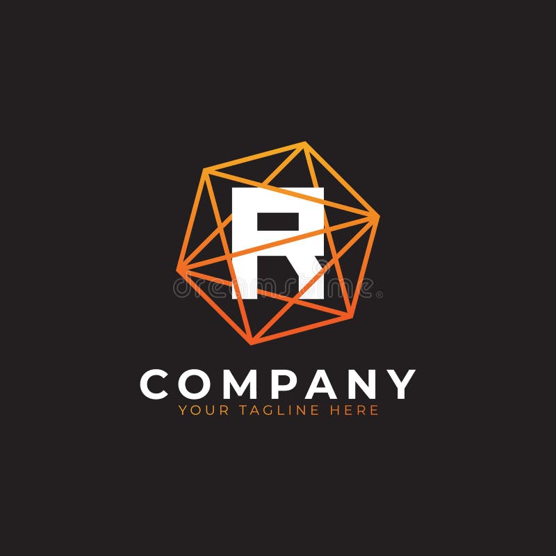 Abstract Initial Letter R Inside Linked Polygon Connect Network Logo ...
