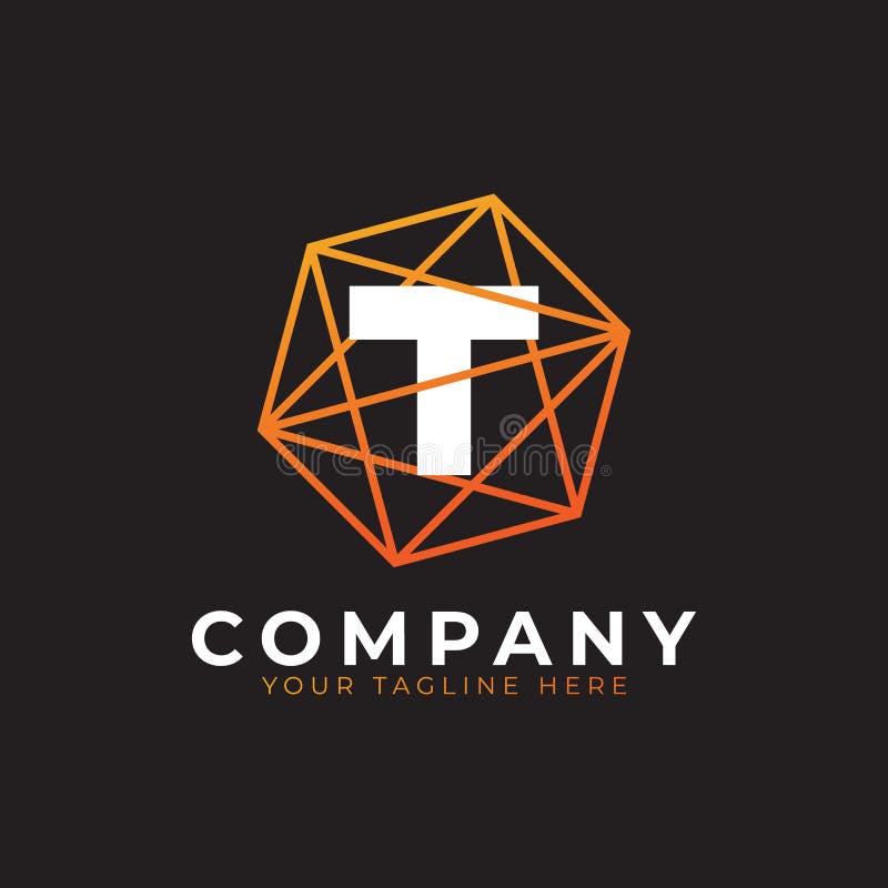 Abstract Initial Letter T Inside Linked Polygon Connect Network Logo ...