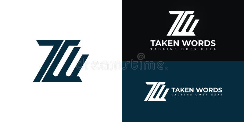 Abstract Initial Line Letters TW or WT Logo in Deep Blue Color Isolated ...