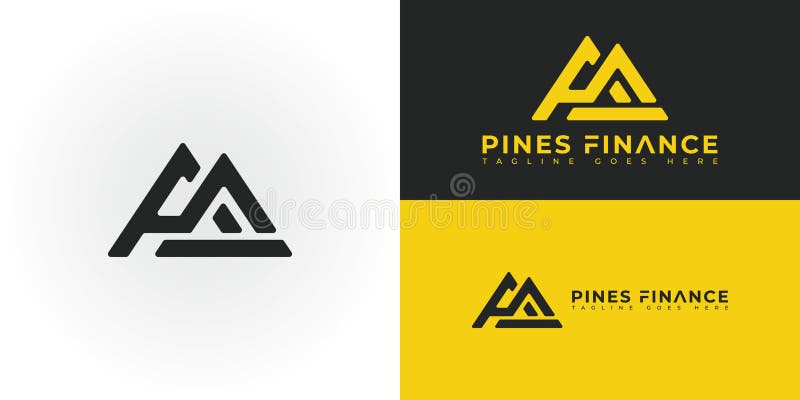 Abstract Initial Mountain Letter PF or FP Logo in Solid Black Color ...