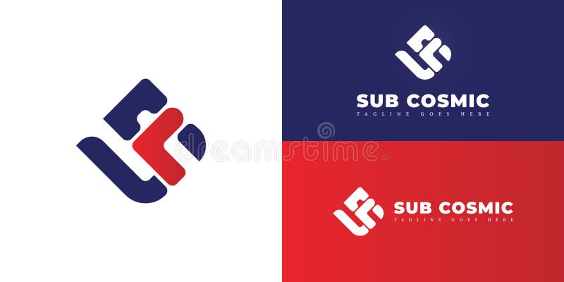 Abstract Initial Square Letter SC or CS Logo in Blue-red Color Isolated ...