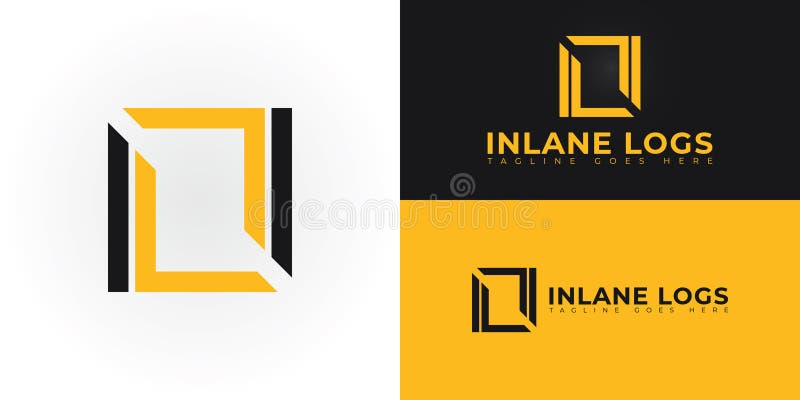 Abstract Initial Square Letters IL or LI Logo in Yellow Color Isolated ...
