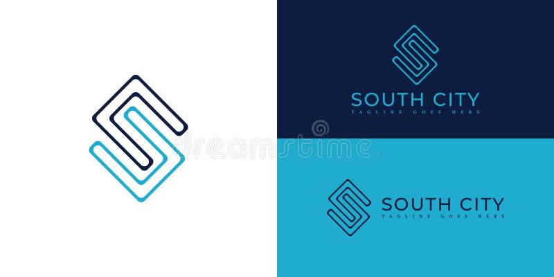 Abstract Initial Strips Letter SC or CS Logo in Blue Color Isolated on ...