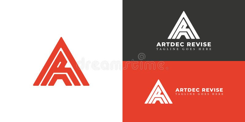 Abstract Initial Triangle Letter AR or RA Logo in Red Color Isolated on ...