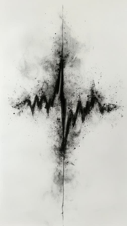 Abstract Ink Art Heartbeat Line. Cardiogram Waveform Stock Image ...