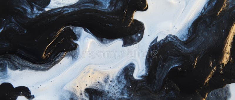 Abstract Ink Blot Pattern with Dynamic Flowing Shapes in Black and ...