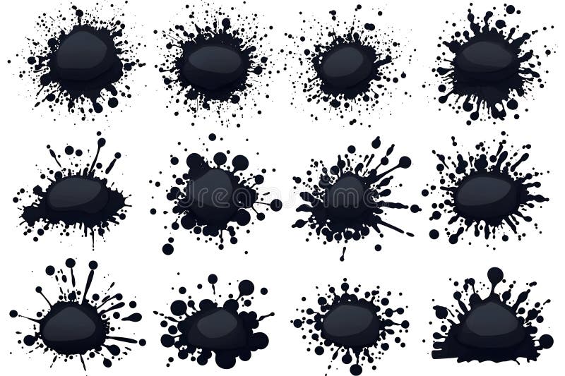 Abstract Ink Blot Splatter Set: 12 Unique Designs for Graphic Design ...