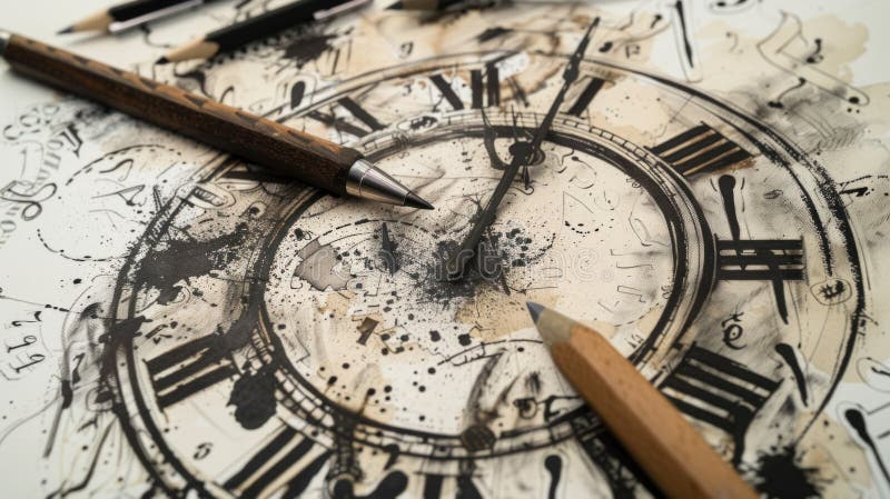 Abstract Ink Clock Numerology Artwork Stock Photo - Image of clock ...