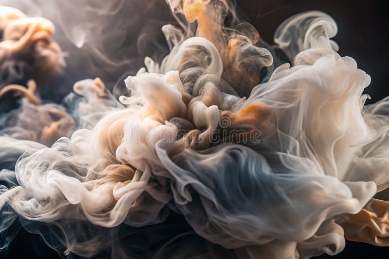 Abstract Ink Cloud Explosion in Dark Studio Stock Illustration ...