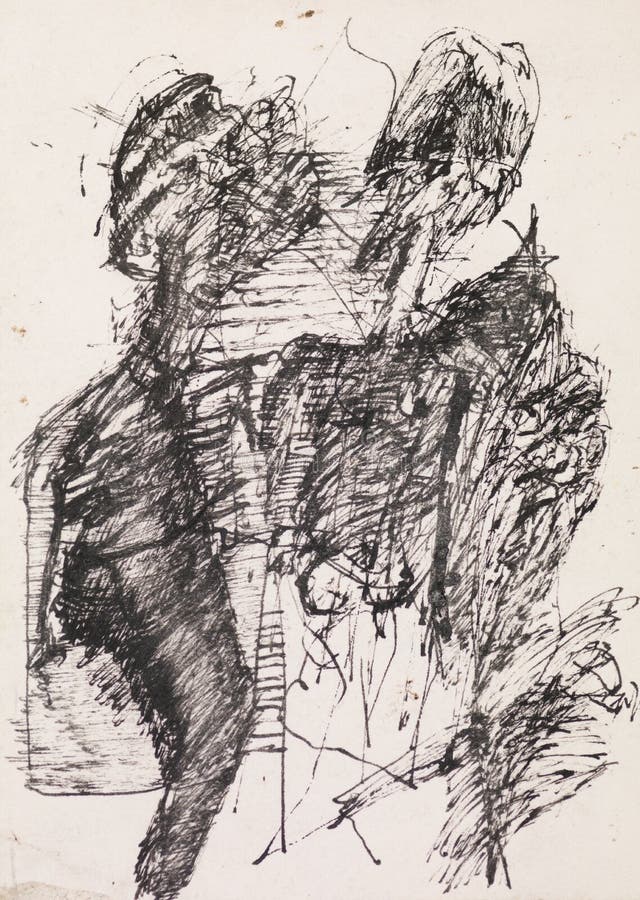 Abstract drawing black ink stock illustration. Illustration of ...