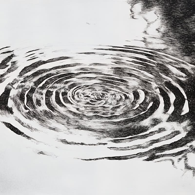 Abstract Ink Drawing Concentric Circles Water Ripples Nature Art Stock ...