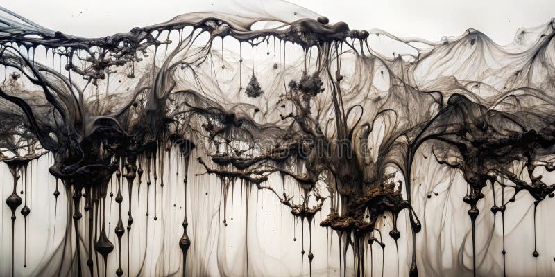 Abstract Ink Dripping Landscape a Study in Dark Hues and Fluid Forms ...