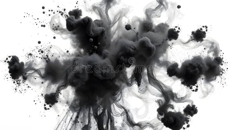 Abstract Black Ink Explosion: a Study in Monochromatic Chaos Stock ...